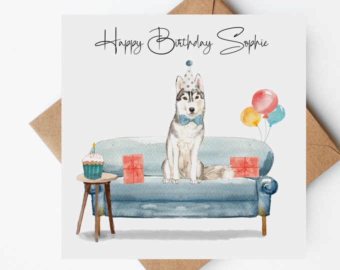 Siberian Husky Card Husky Card Husky Birthday Card Husky - Etsy