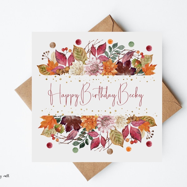 Autumn Birthday Card - Etsy