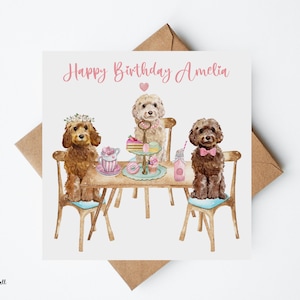 Cockapoo Birthday Card, Personalised Dog Birthday Card, Dog Afternoon ...
