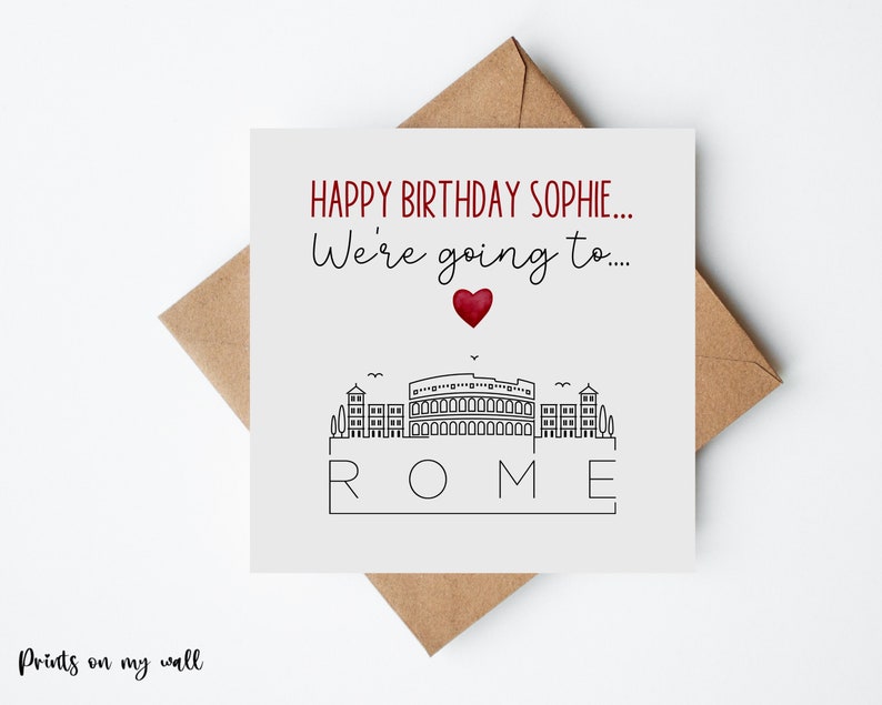 We're Going to Rome Surprise Reveal Birthday Card - Etsy UK