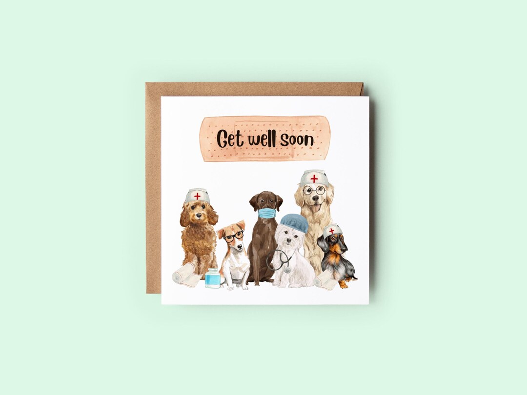 Get Well Soon Card, Dog Get Well, Dog Nurses - Etsy