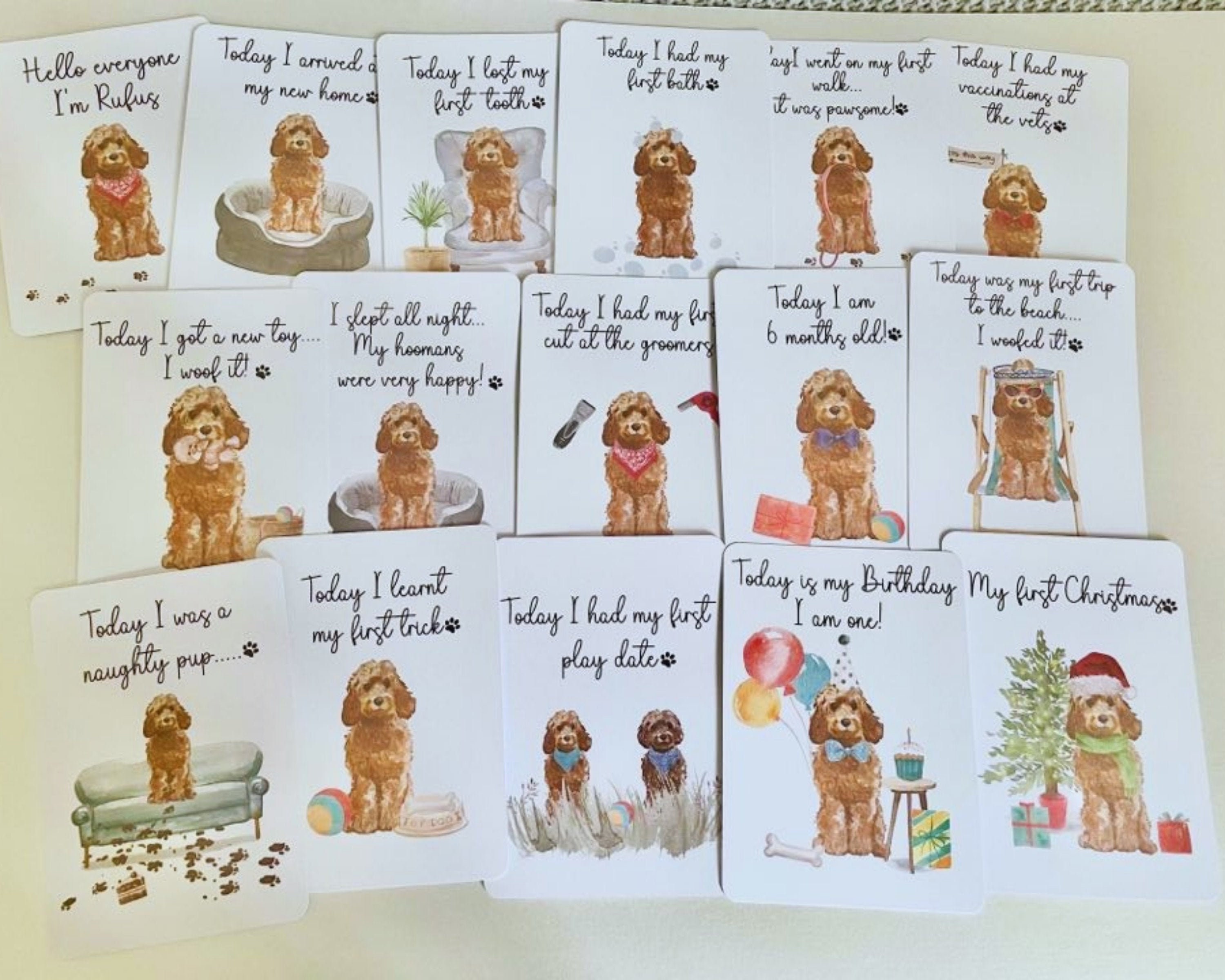 Puppy Milestone Cards Personalised Dog Milestone Cards | Etsy
