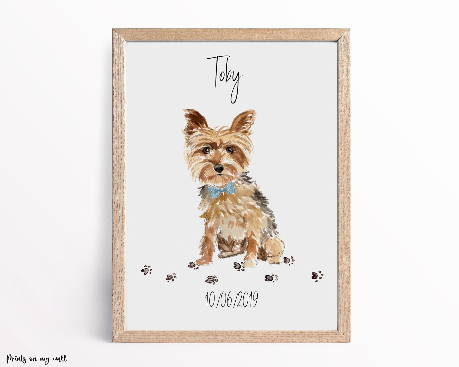 Yorkshire Terrier Print Personalised Yorkie Wall Art Custom | Etsy