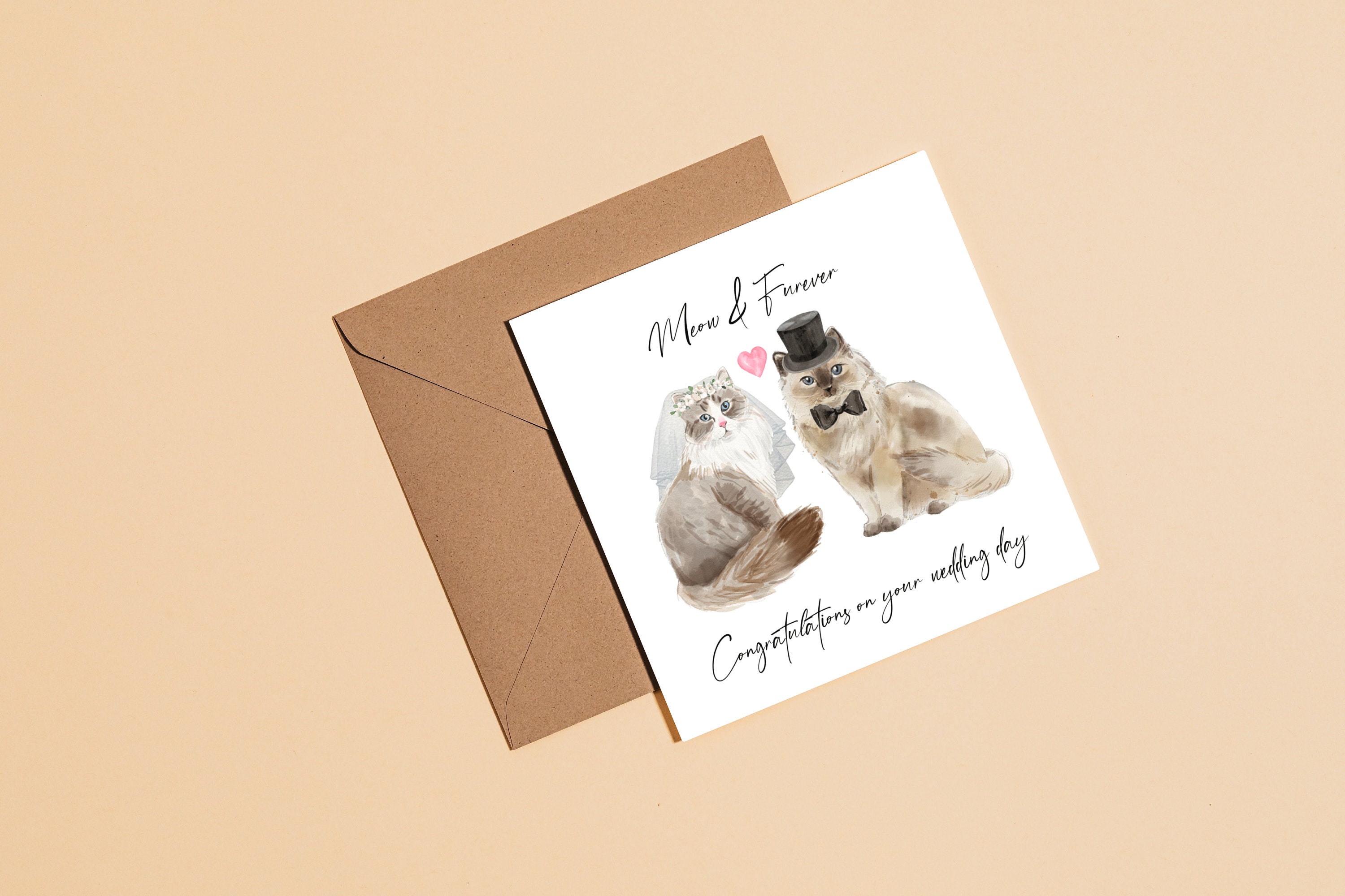 Cat Wedding Card Meow & Furever Cute Wedding Cards - Etsy UK