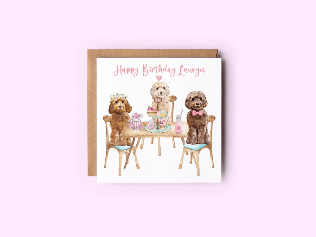Cockapoo Birthday Card, Personalised Dog Birthday Card, Dog Afternoon ...
