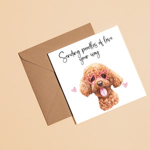 Watercolor Poodle Thinking of You Card - Etsy