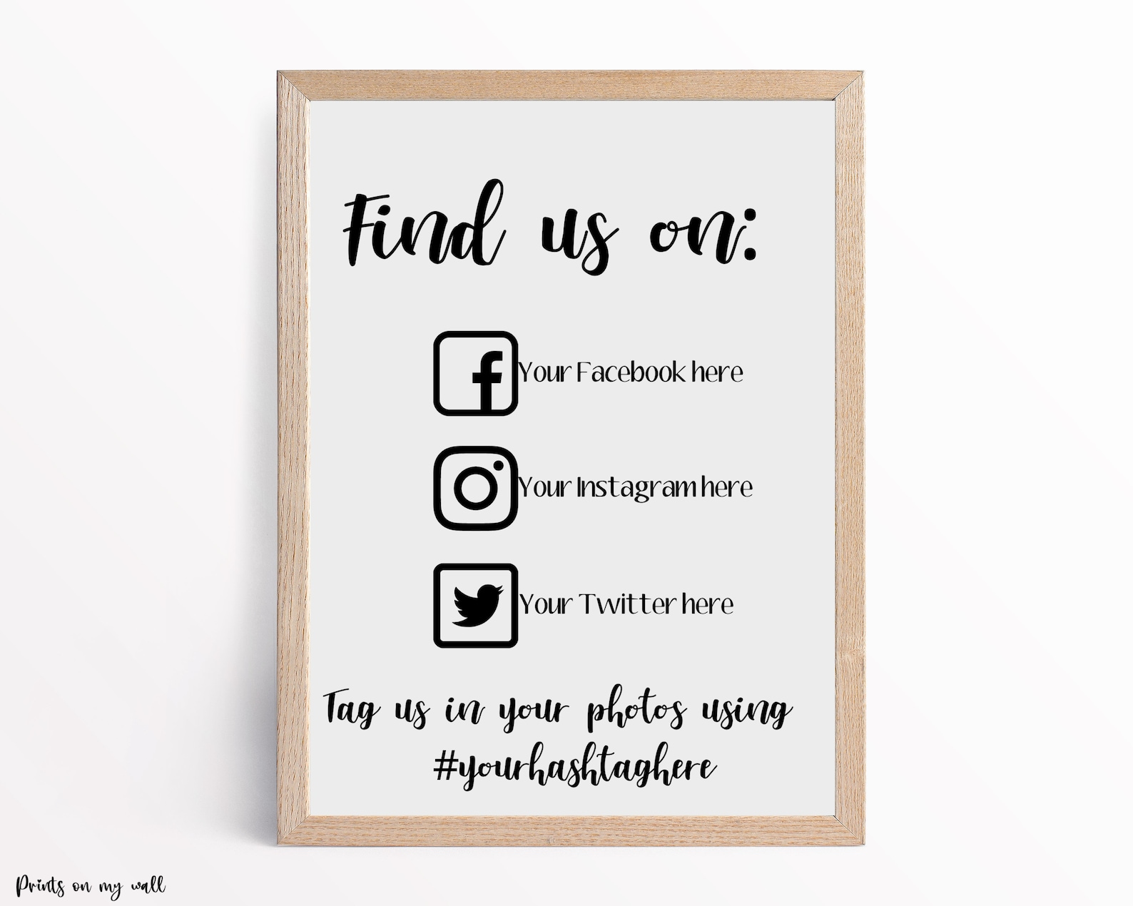 Social Media Sign, Business Find Us on Facebook, Instagram Print ...
