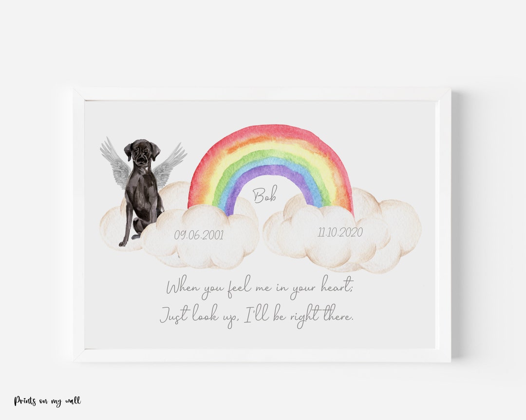 Personalized Dog Memorial Print, Watercolor Rainbow Bridge Keepsake - Etsy