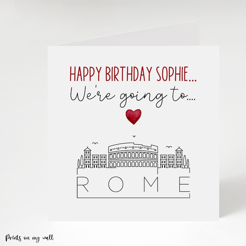 We're Going to Rome, Surprise Reveal Birthday Card, Personalised ...