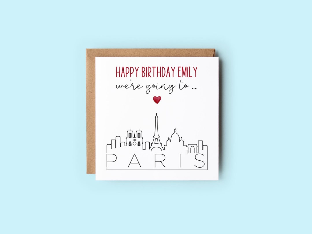We're Going to Paris, Surprise Reveal Birthday Card, Personalised ...