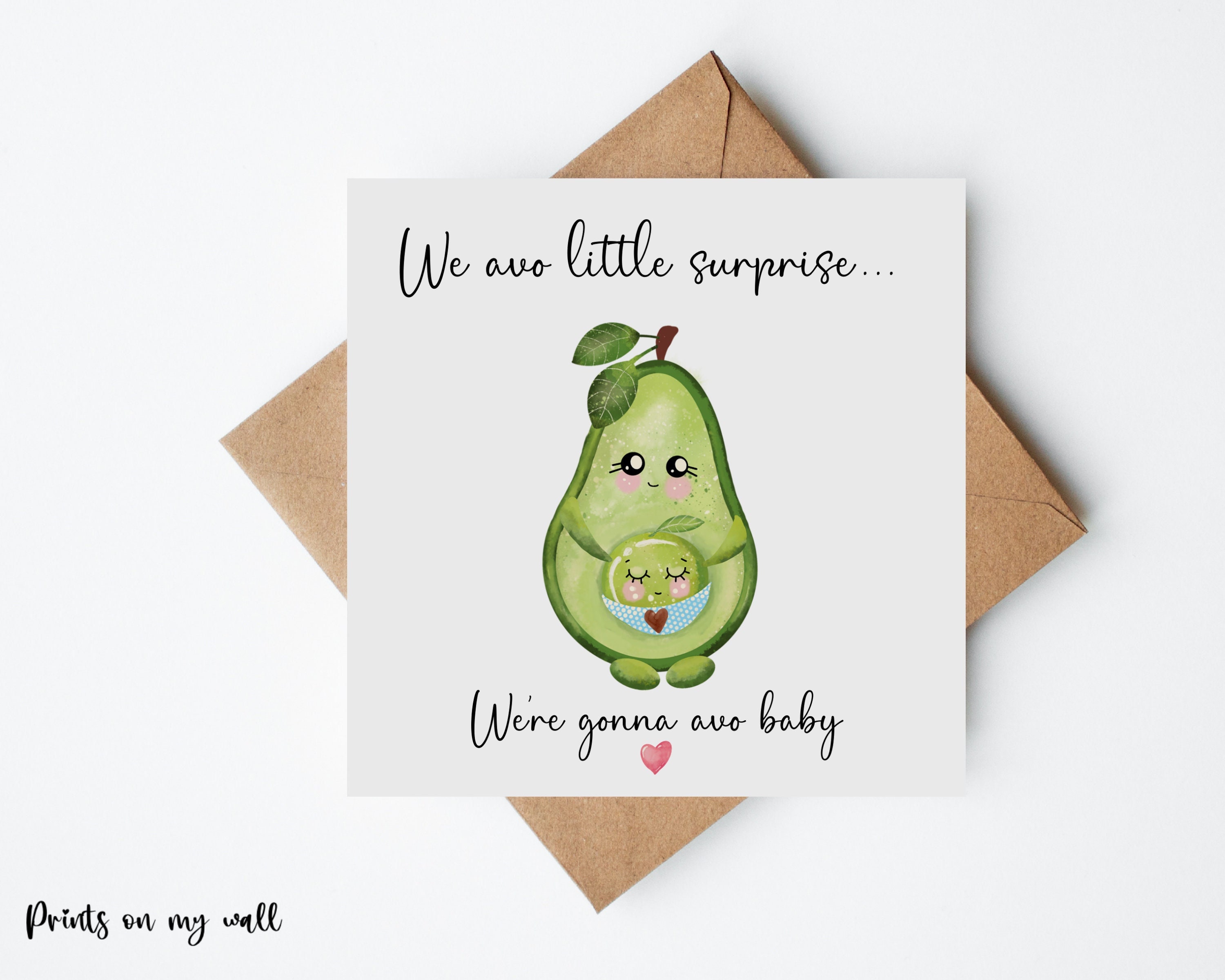 Avocado Baby Announcement Card, 'we Avo Little Surprise' - Etsy