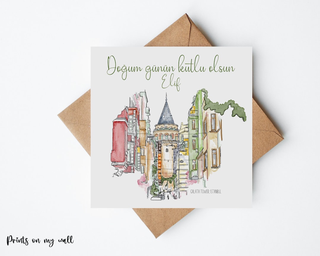 Doğum Günün Kutlu Olsun Card, Turkish Happy Birthday Card, Personalised ...