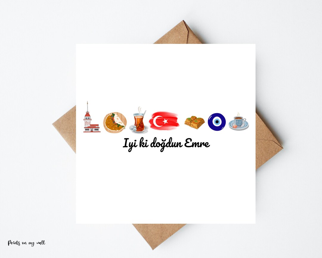 Iyi Ki Doğdun Card, Turkish Happy Birthday Card, Personalised Birthday ...