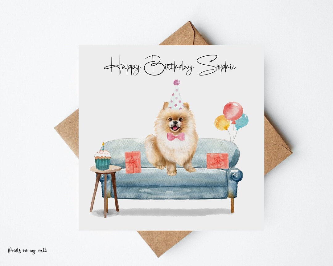 Pomeranian Birthday Cardpersonalised Birthday Card Dog - Etsy