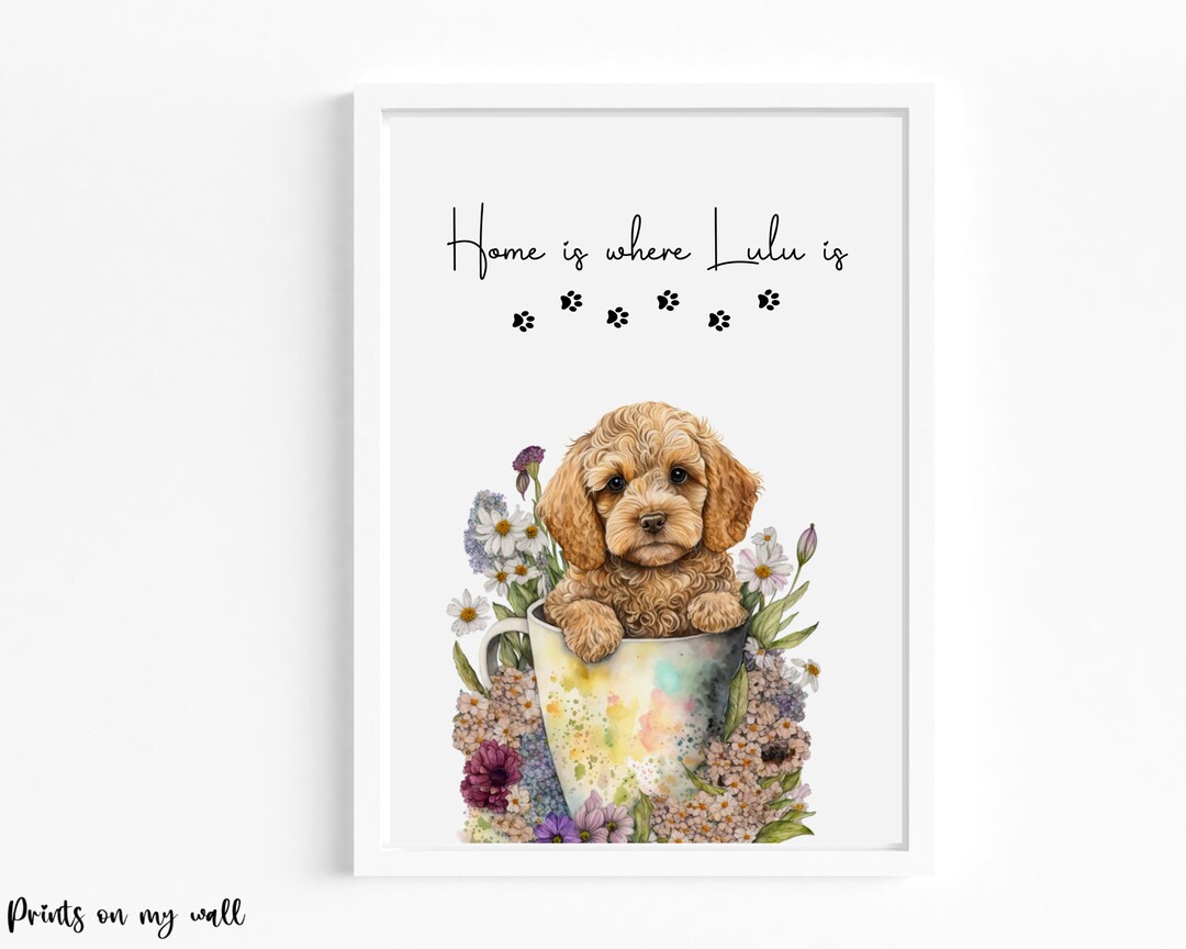 Cockapoo Personalised Print, Choice of Colours, Dog Print, Personalised ...