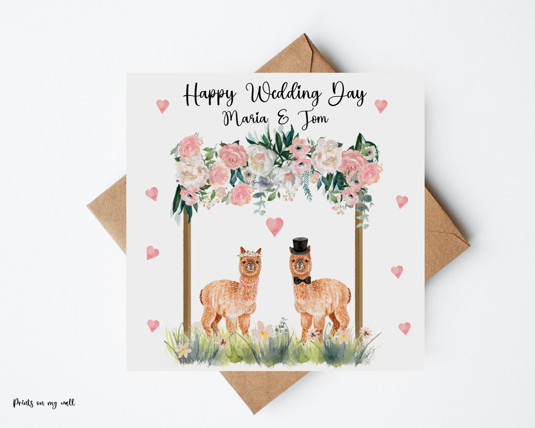 Llama Wedding Day Card, Congratulations on Your Wedding Card, Lama ...