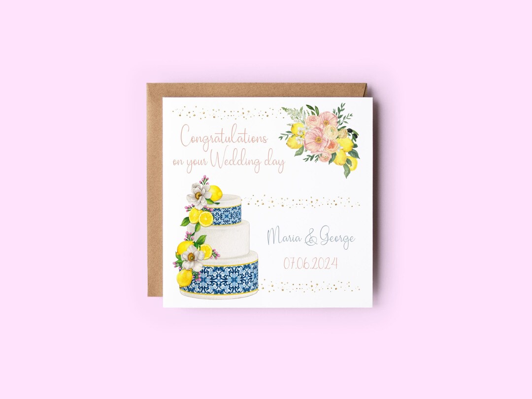 Mediterranean Wedding Card, Personalised Wedding Card,destination ...