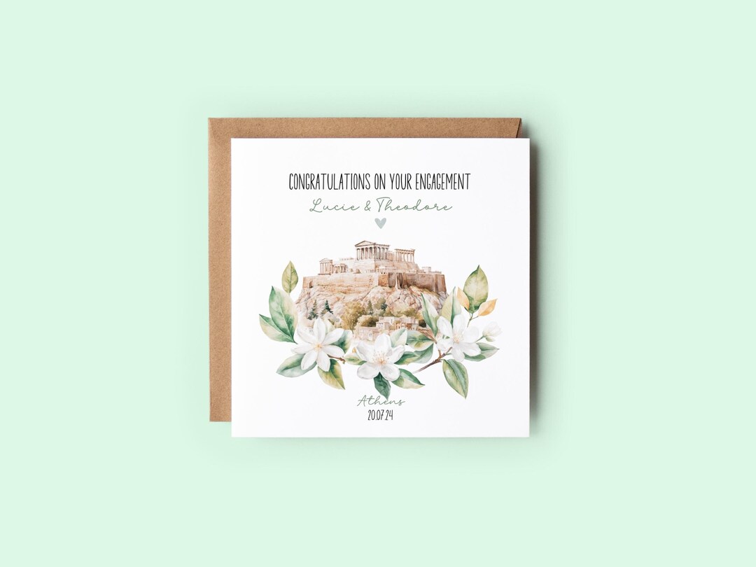 Personalized Athens Engagement Card, Congrats Card - Etsy