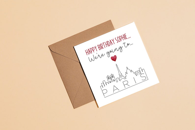 We're Going to Paris, Surprise Reveal Birthday Card, Personalised ...