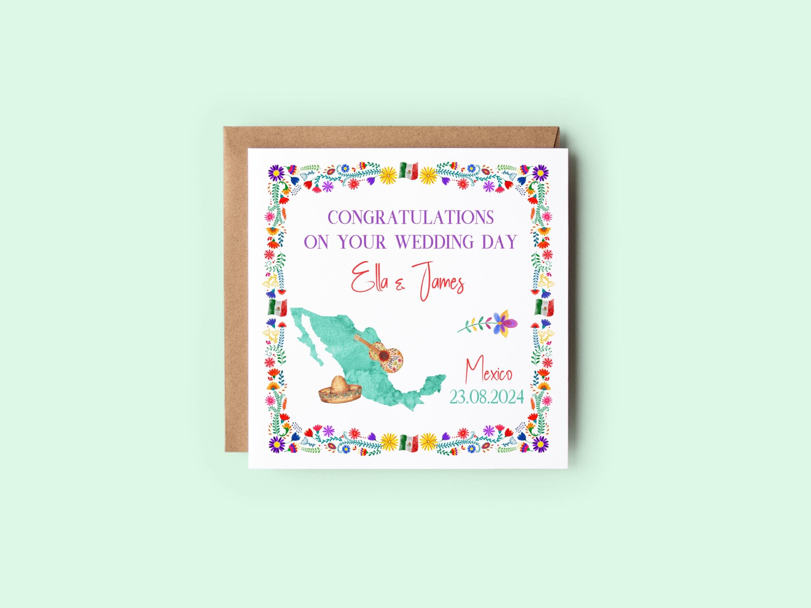 Personalized Mexico Destination Wedding Card, Congratulations Card - Etsy