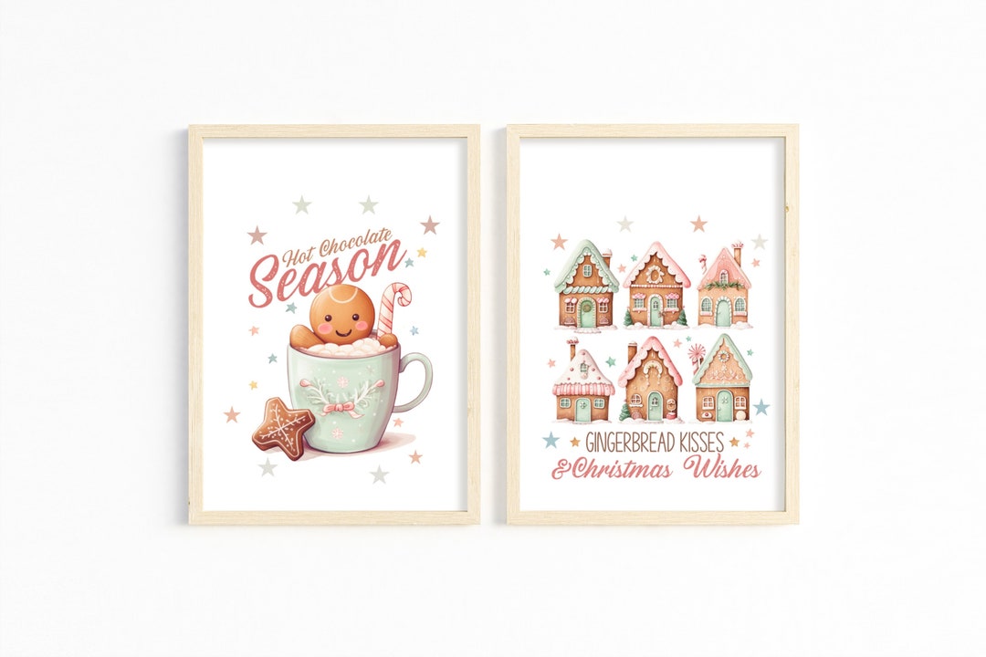 Christmas Print Set, Hot Chocolate Season, Gingerbread Kisses ...