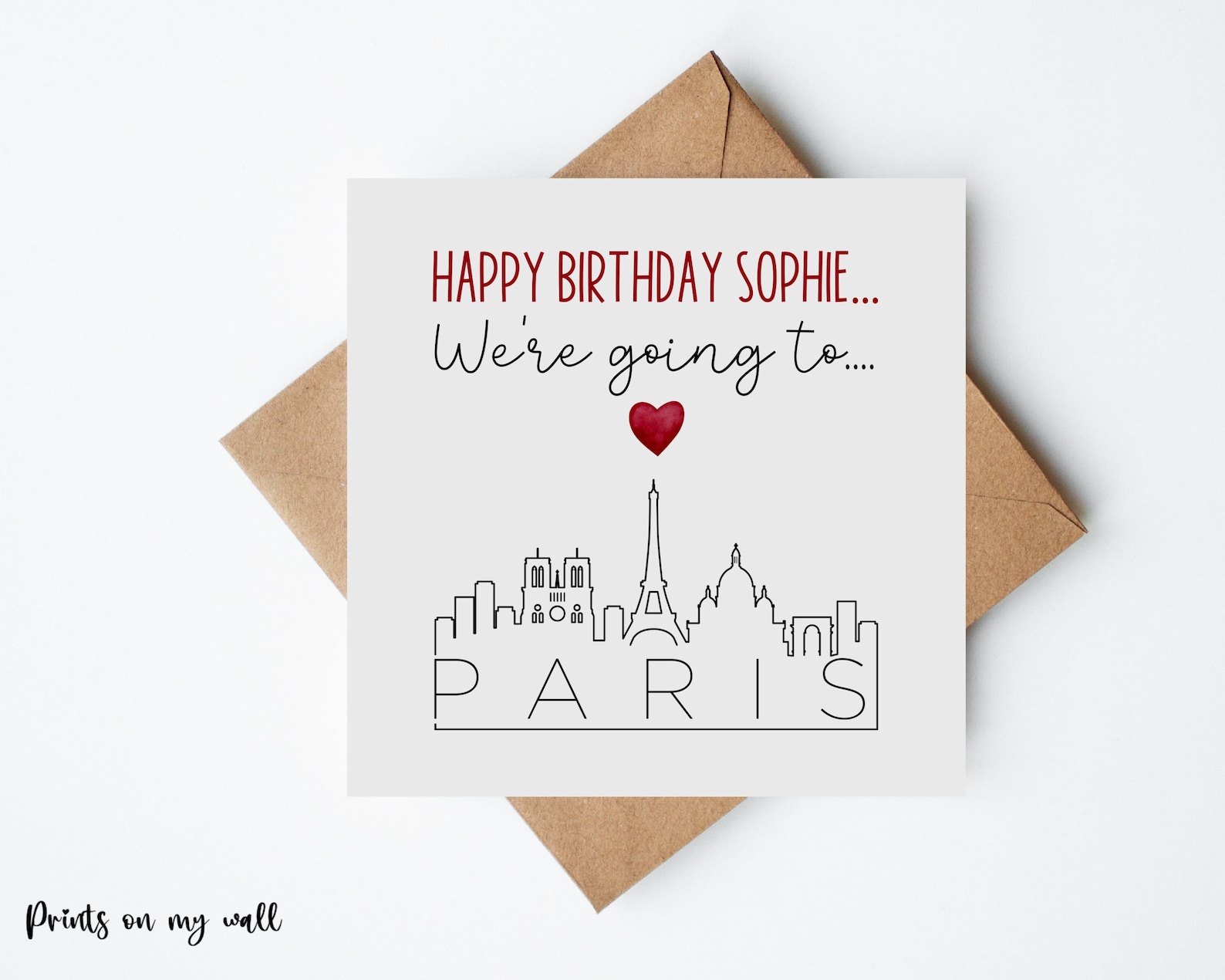We're Going to Paris, Surprise Reveal Birthday Card, Personalised ...
