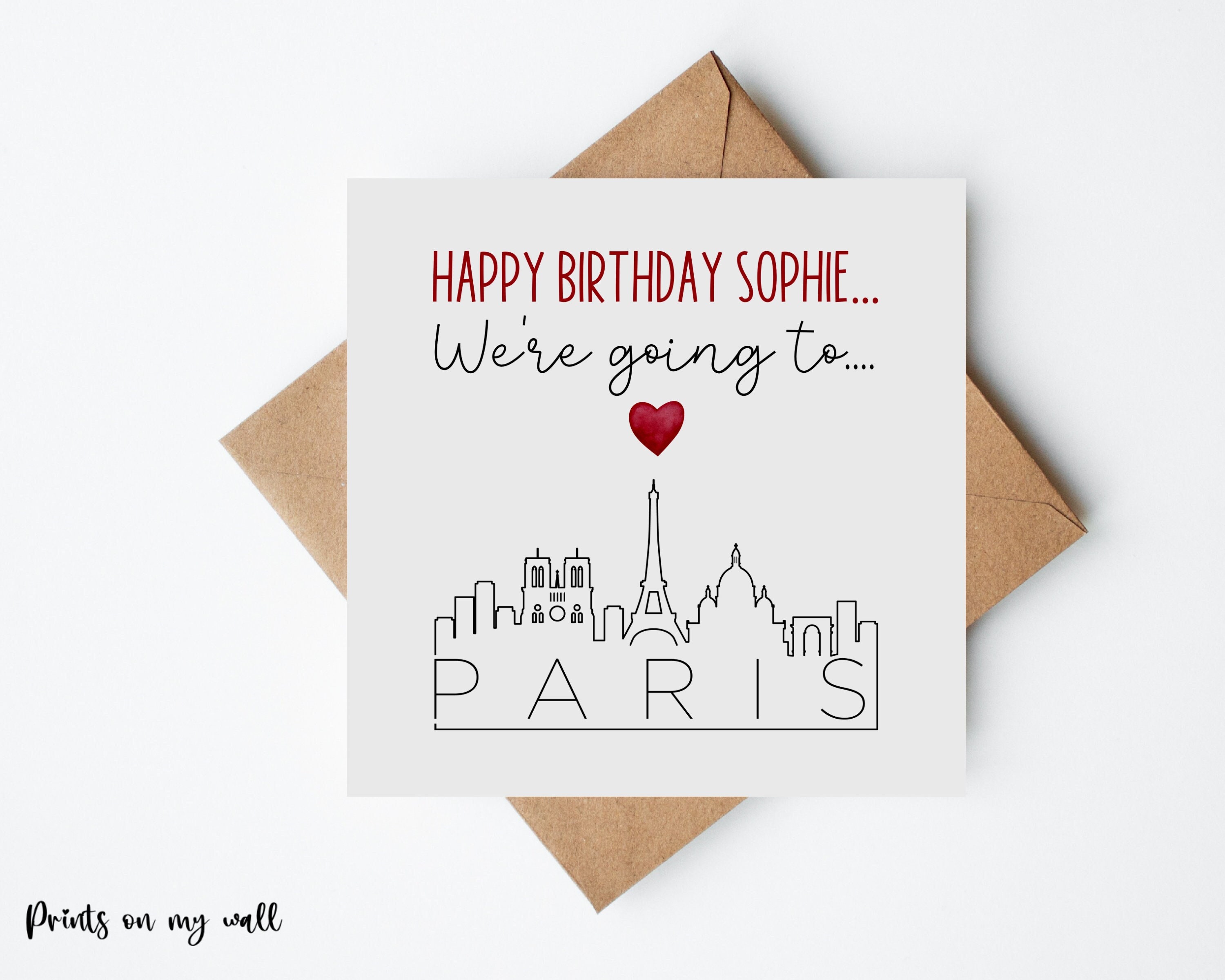 We're Going to Paris, Surprise Reveal Birthday Card, Personalised ...