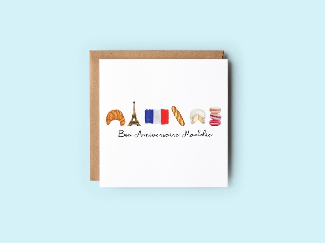 French Happy Birthday Card, Bon Anniversaire, French Card, Personalised ...