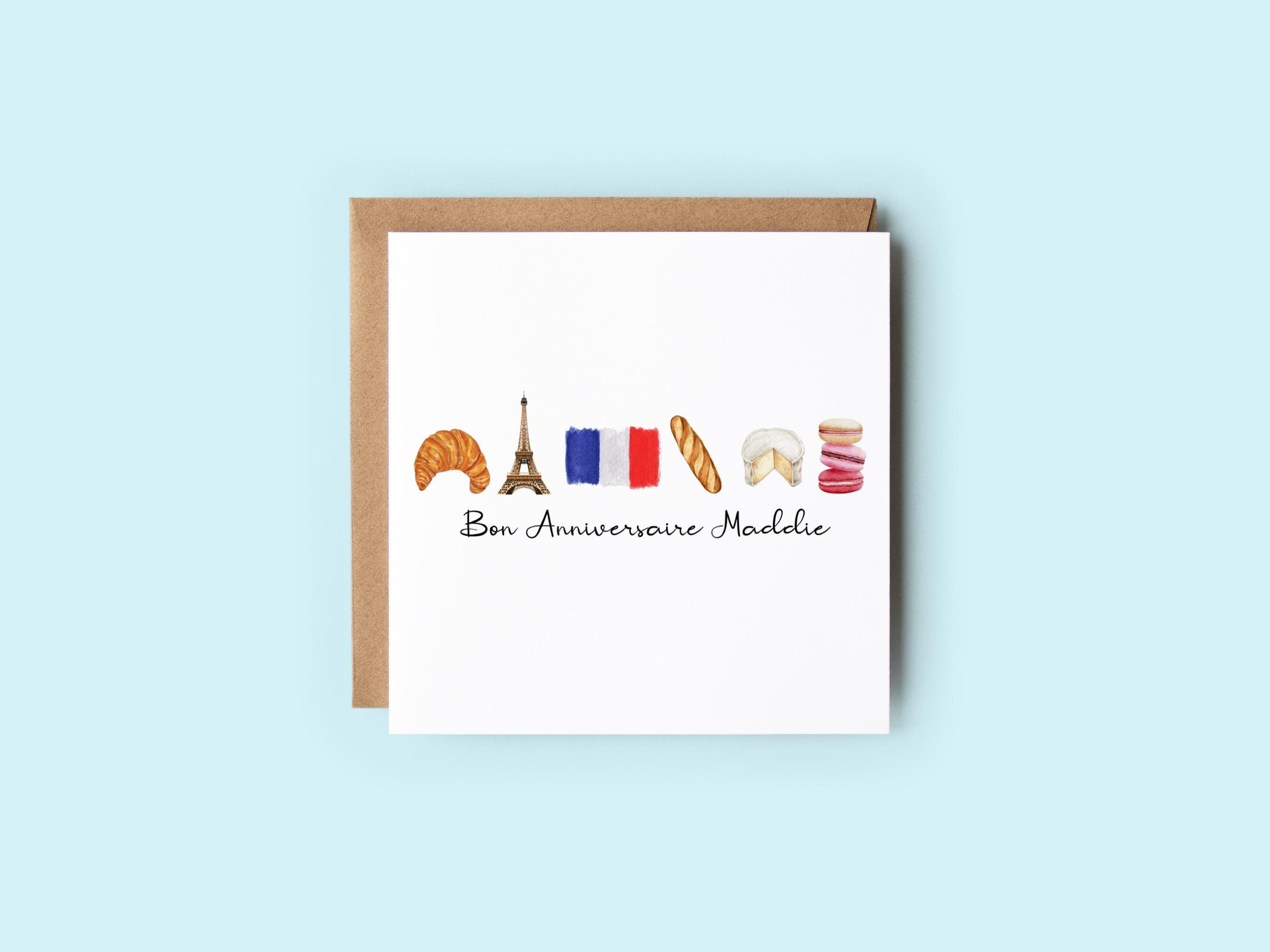 French Happy Birthday Card, Bon Anniversaire, French Card, Personalised ...