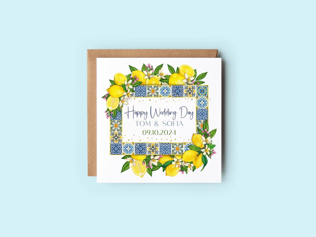Personalized Mediterranean Wedding Card, Italy Destination Wedding - Etsy