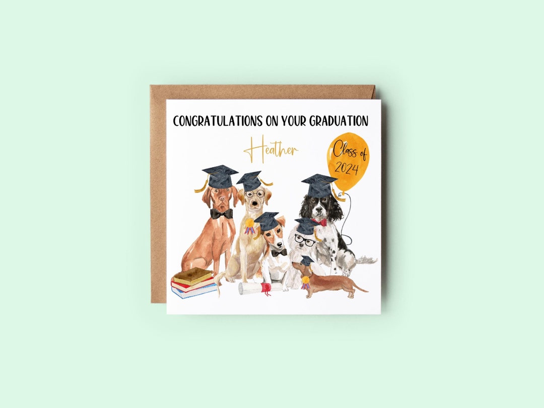 Personalised Graduation Card,dog Congratulations Card, Congratulations ...