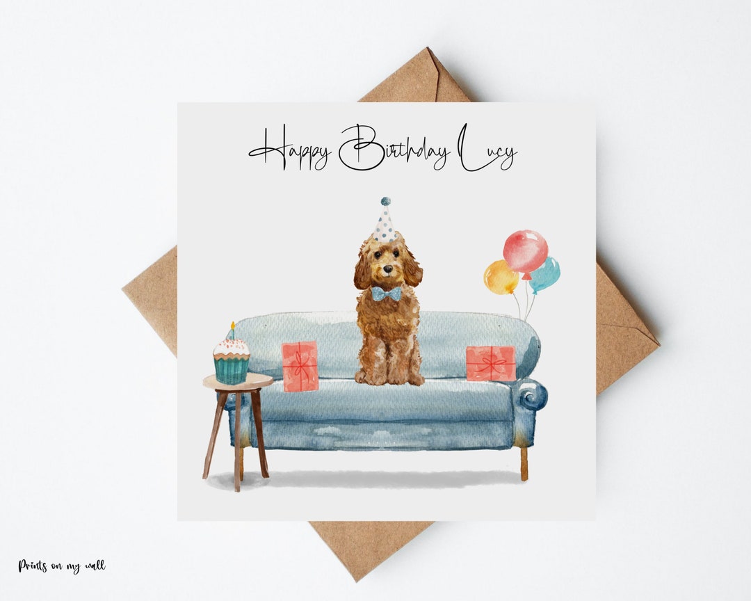 Cockapoo Birthday Card, Personalised Birthday Card, Dog Lovers Card ...