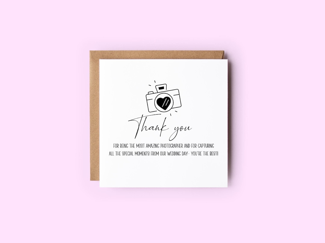 Personalized Wedding Photographer Thank You Card - Etsy