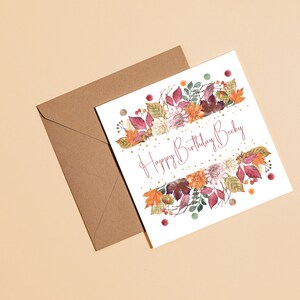 Personalised Autumn Birthday Card, Autumn Floral Card, Autumn Birthday ...