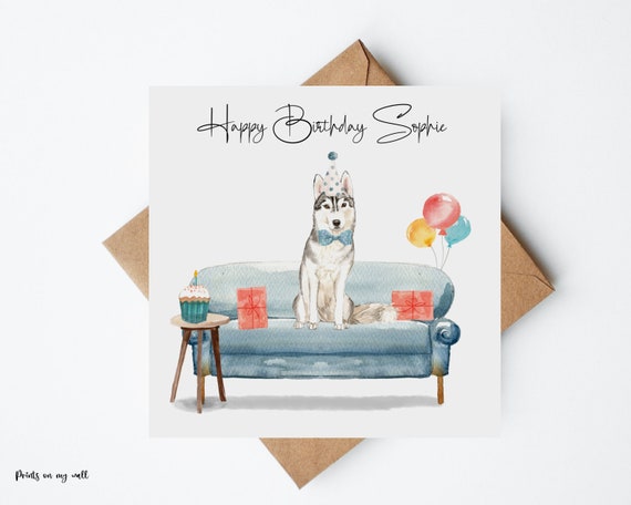 Siberian Husky Birthday Card Personalised Birthday Card Dog | Etsy