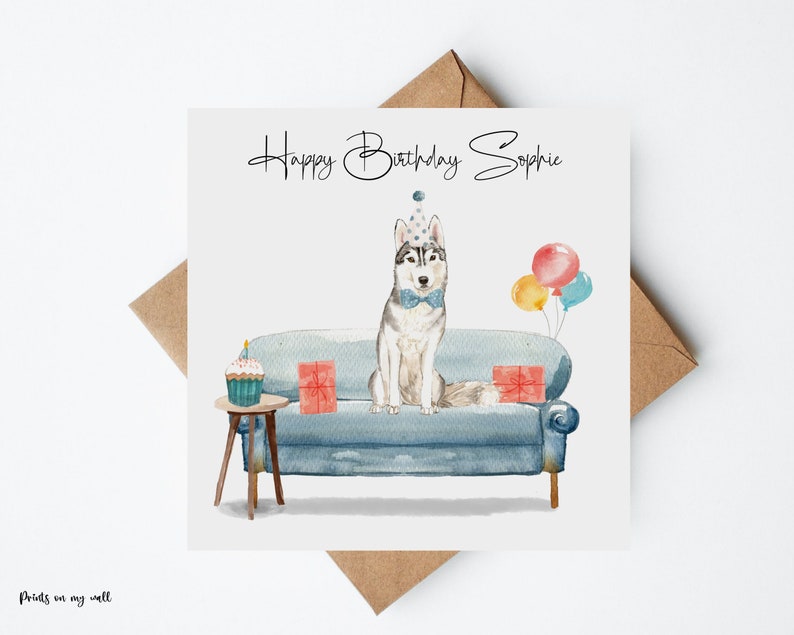 Siberian Husky Birthday Card Personalised Birthday Card Dog - Etsy