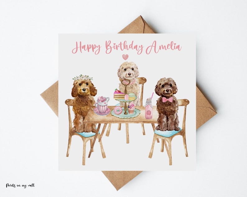 Cockapoo Birthday Card, Personalised Dog Birthday Card, Dog Afternoon ...
