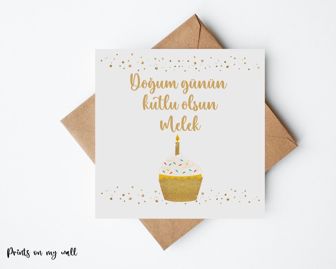Doğum Günün Kutlu Olsun Card, Turkish Happy Birthday Card, Personalised ...