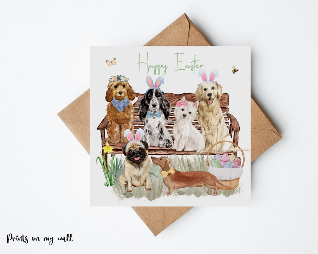 Dog Easter Card, Cute Easter Card, Easter Bunny, Easter - Etsy UK