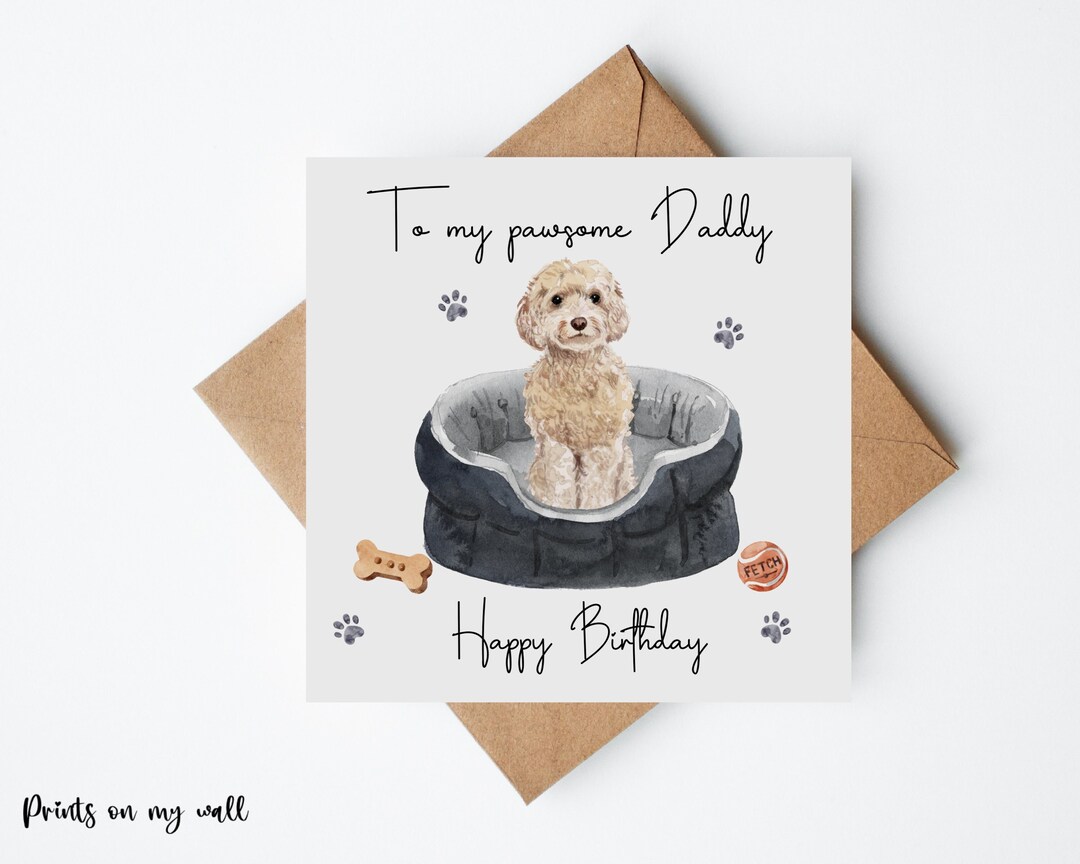 Cockapoo Dad Card, Cockapoo Birthday Card, Cards From Dog, Dog Cards - Etsy