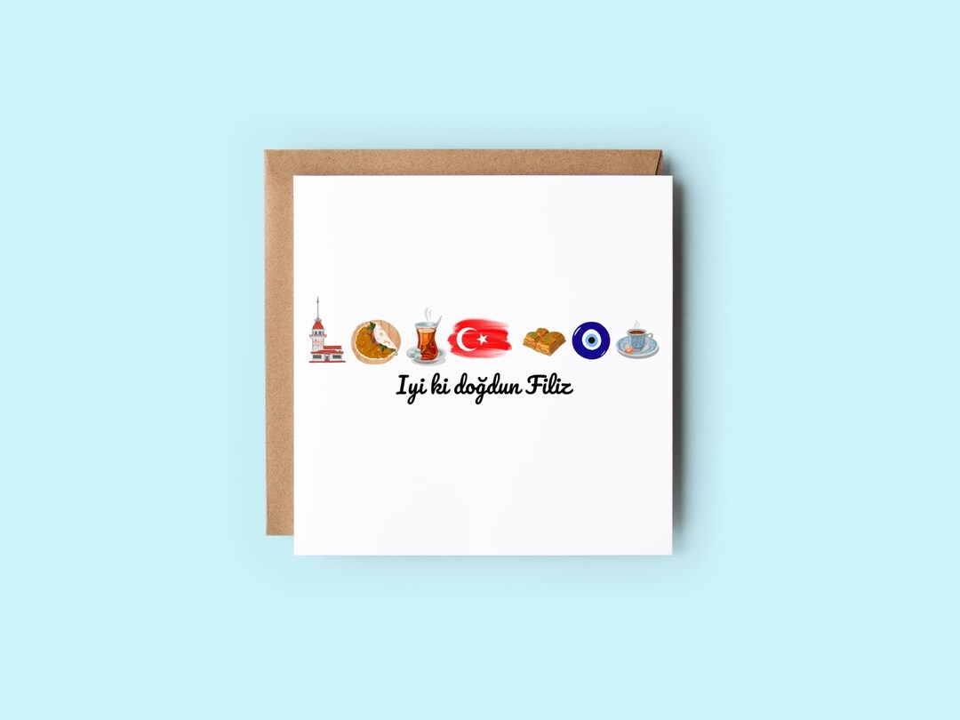 Iyi Ki Doğdun Card, Turkish Happy Birthday Card, Personalised Birthday ...