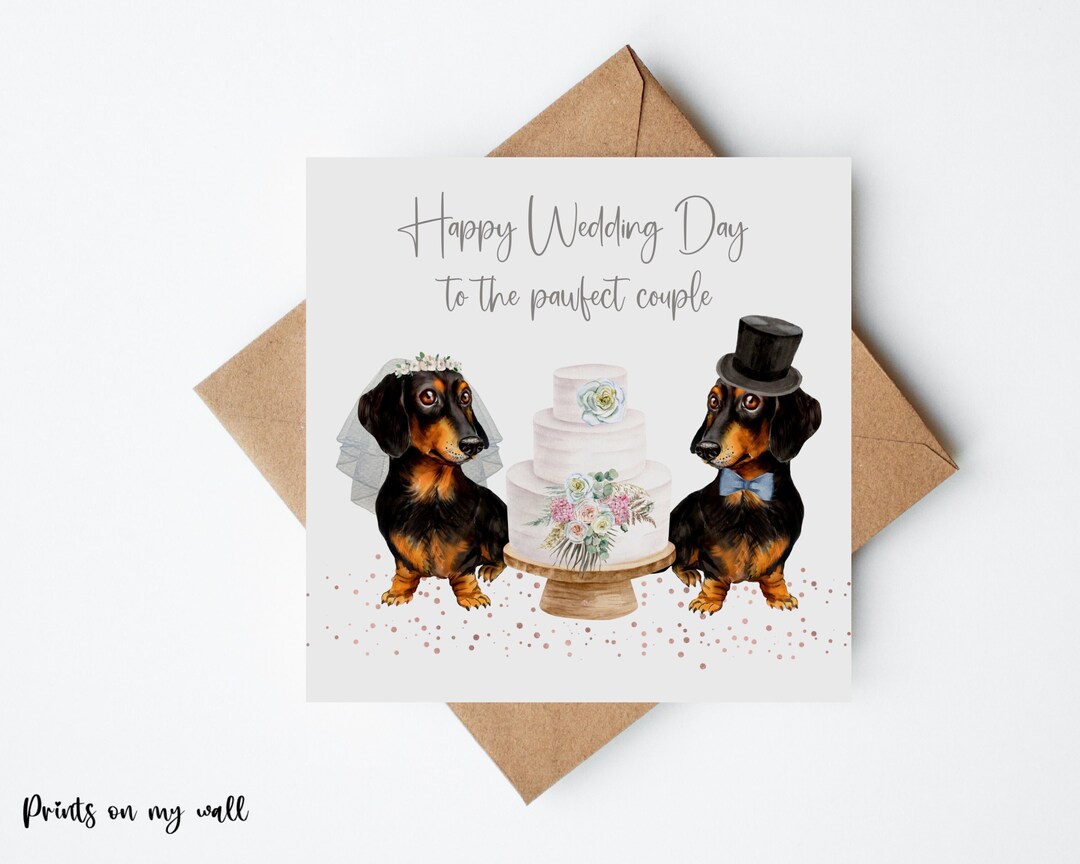 Dachshund Wedding Card, Personalised Dog Wedding Card, Card for ...