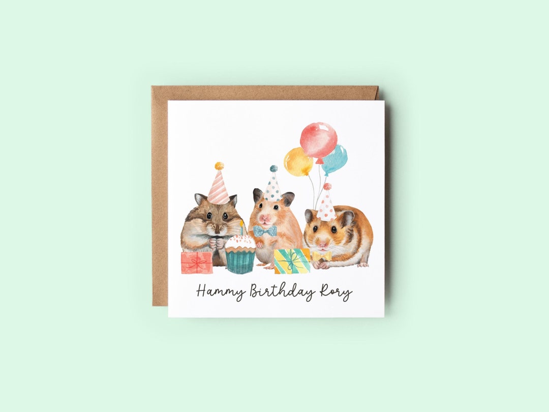 Hammy Birthday Hamster Card, Hamster Birthday Card, Personalised Card ...