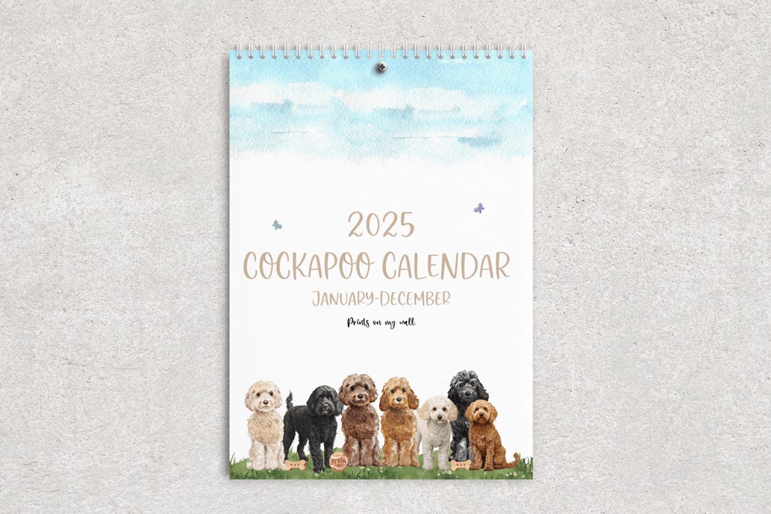 Cockapoo 2025 Calendar, 2025 Calendar, Dog Calendar, Cockapoo Gift ...