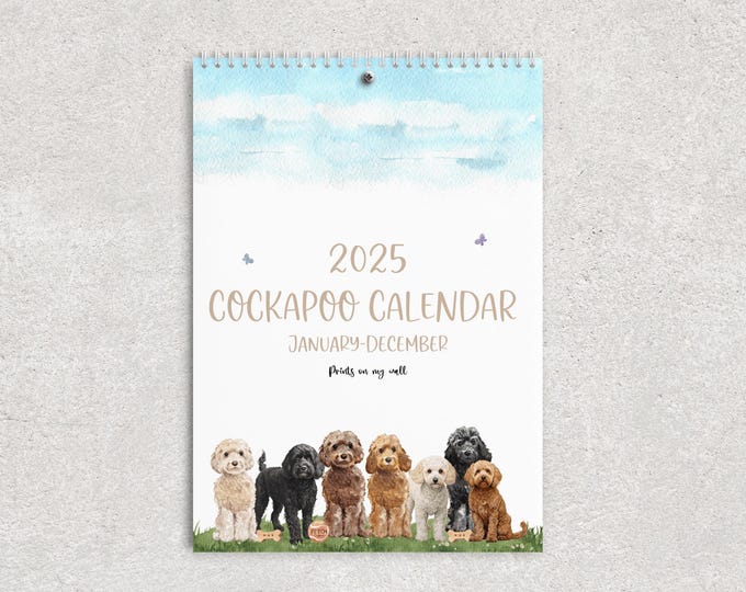 Cockapoo 2025 Calendar, 2025 Calendar, Dog Calendar, Cockapoo Gift ...
