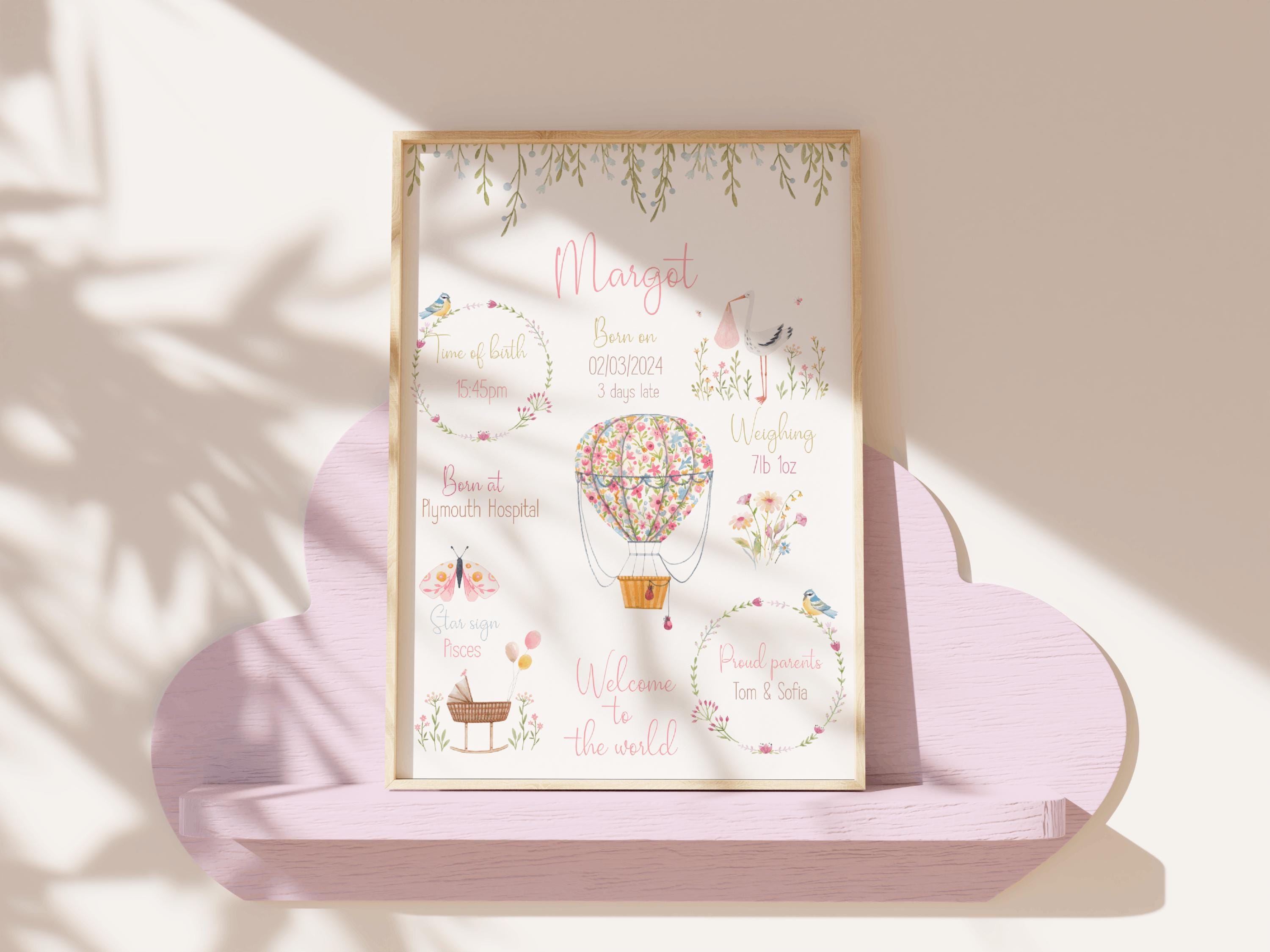 Personalised Birth Print, Birth Details Sign, Birth Announcement, New ...