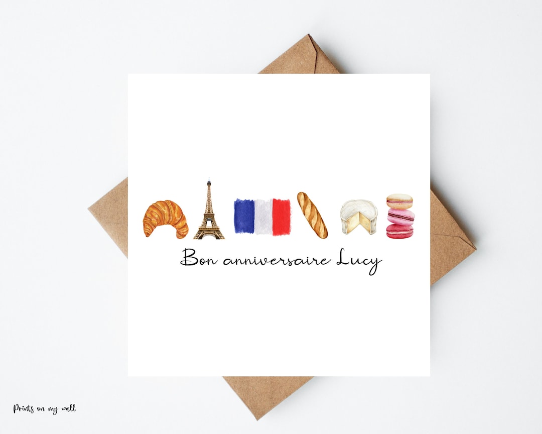 French Happy Birthday Card, Bon Anniversaire, French Card, Personalised ...