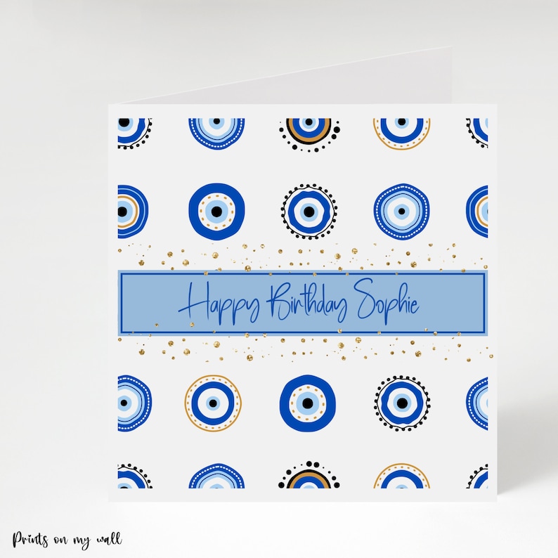 Personalized Evil Eye Birthday Card, Turkish Nazar Card - Etsy
