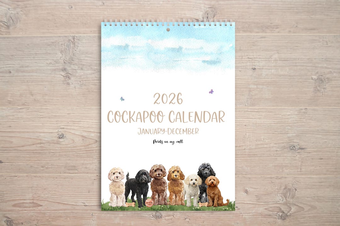 Cockapoo 2026 Wall Calendar, Watercolor Dog Lover Gift - Etsy