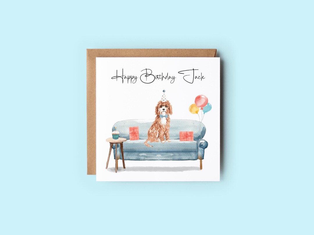 Cavapoo Birthday Card, Personalised Birthday Card, Dog Lovers Card ...